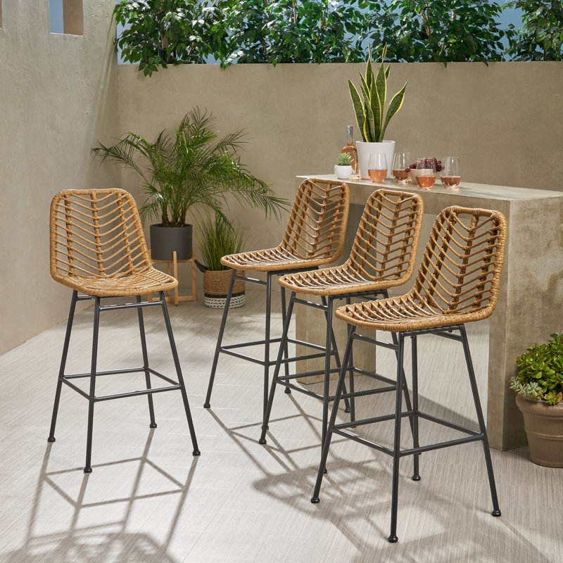 Outdoor rattan bar table and stools store